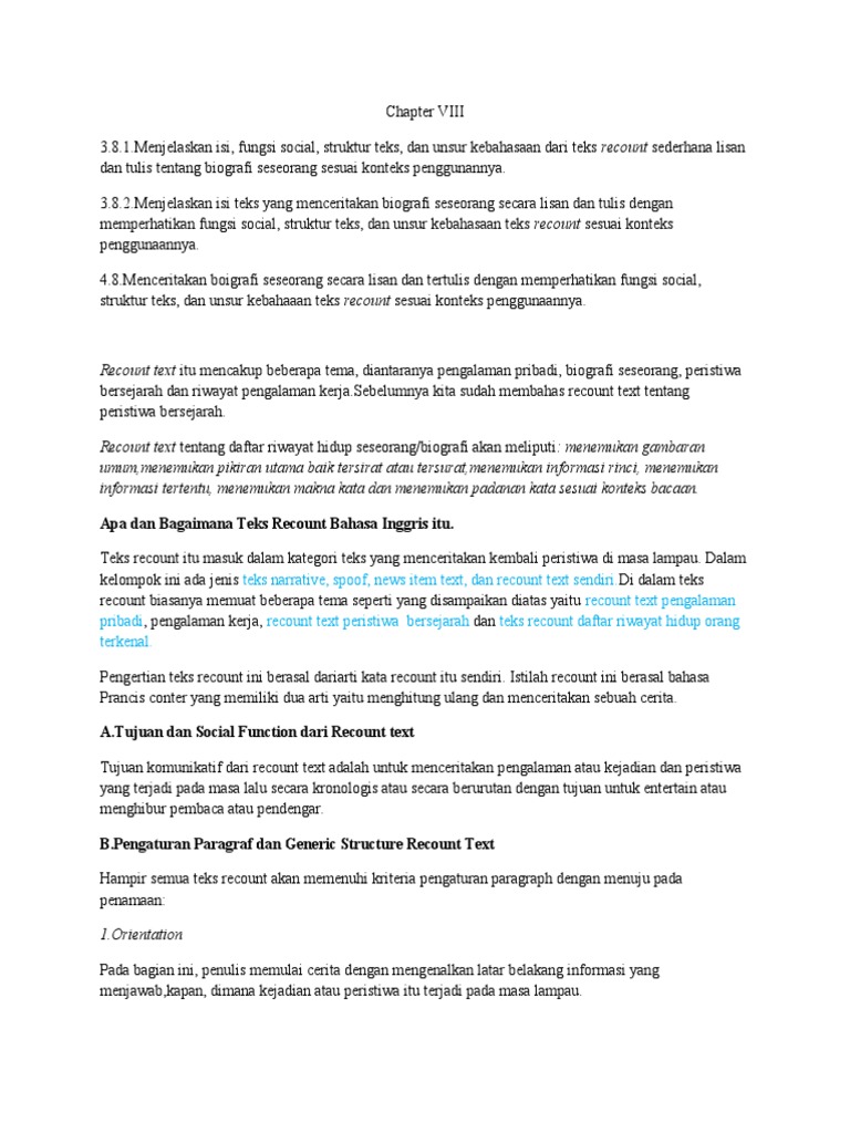 Chapter V Recount Text Biography | PDF