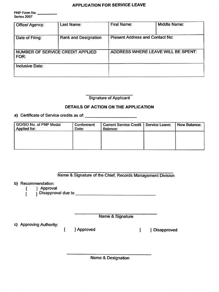 Service Leave Form | PDF