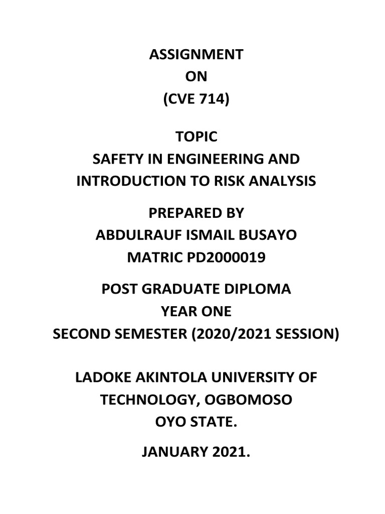 Safety Engineering Introduction Pdf Risk Risk Management 