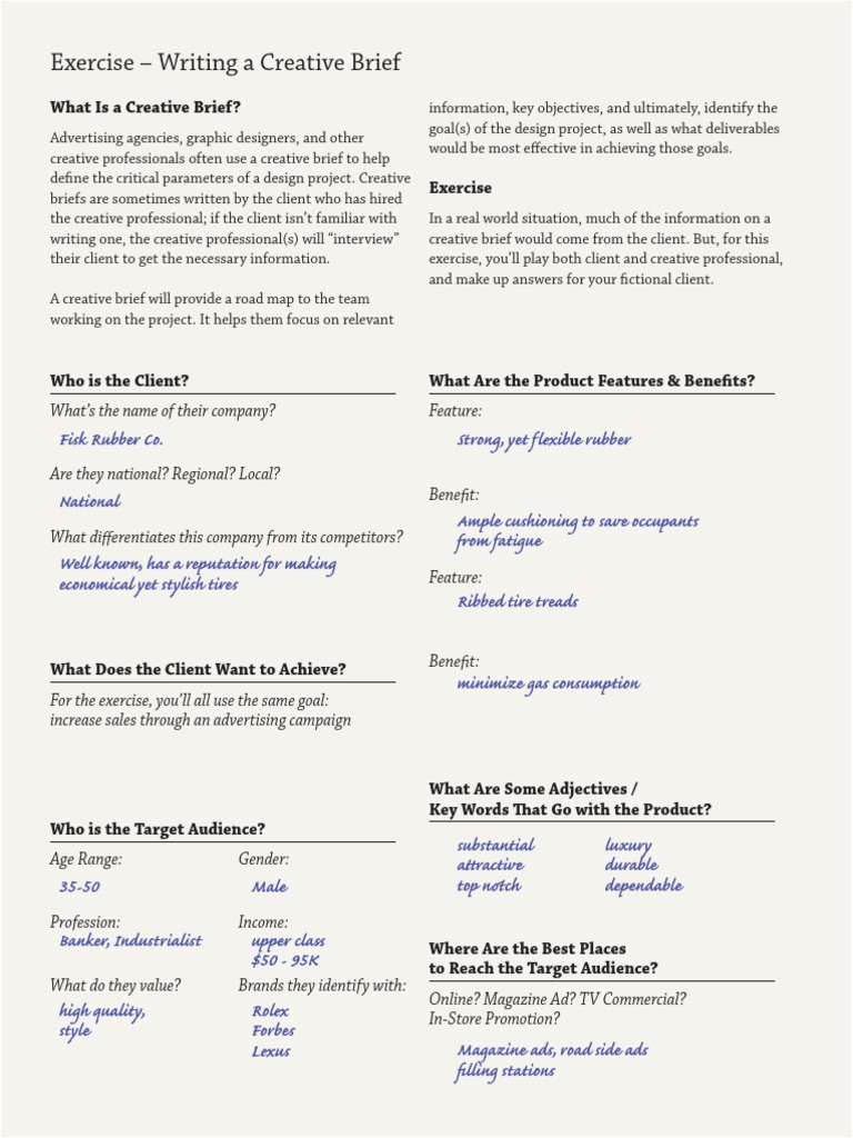 Creative - Brief-Answers For Fisk | PDF | Target Audience | Advertising