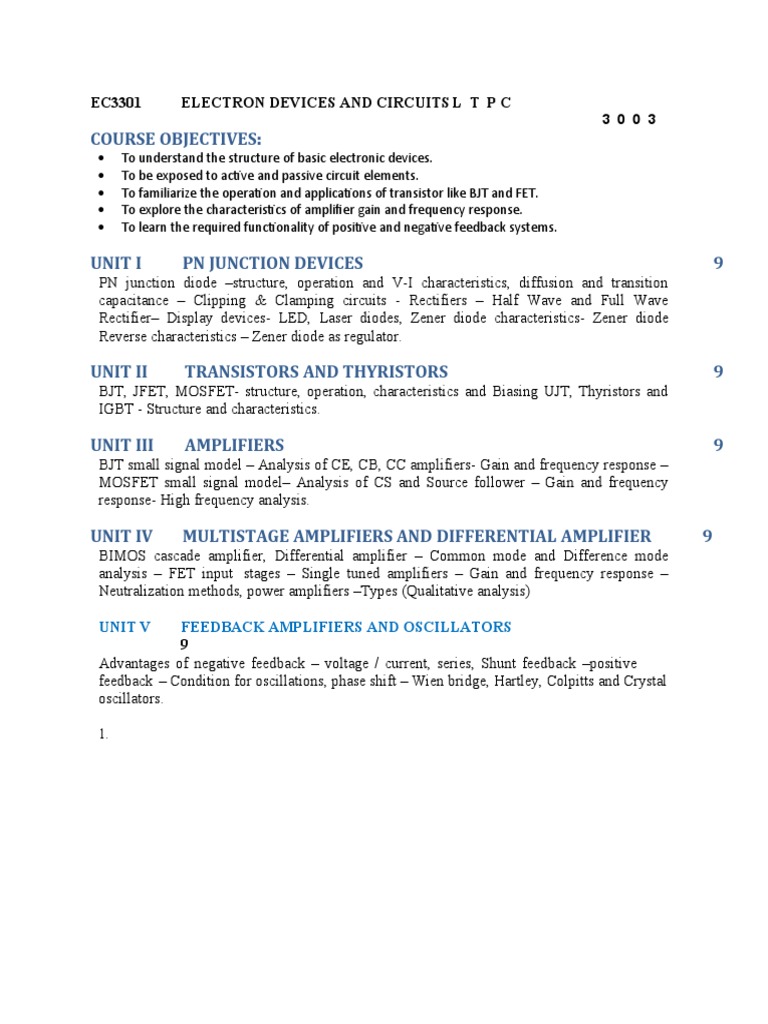 EC3301 Syllabus | PDF | Science & Mathematics | Technology & Engineering