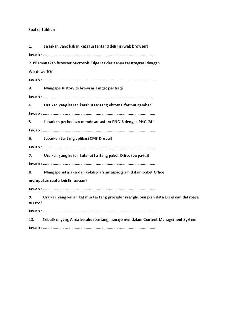 Soal QR Latihan BAB 2 | PDF