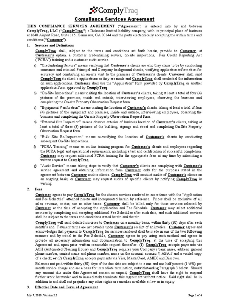 Compliance Services Agreement | PDF | Indemnity | License