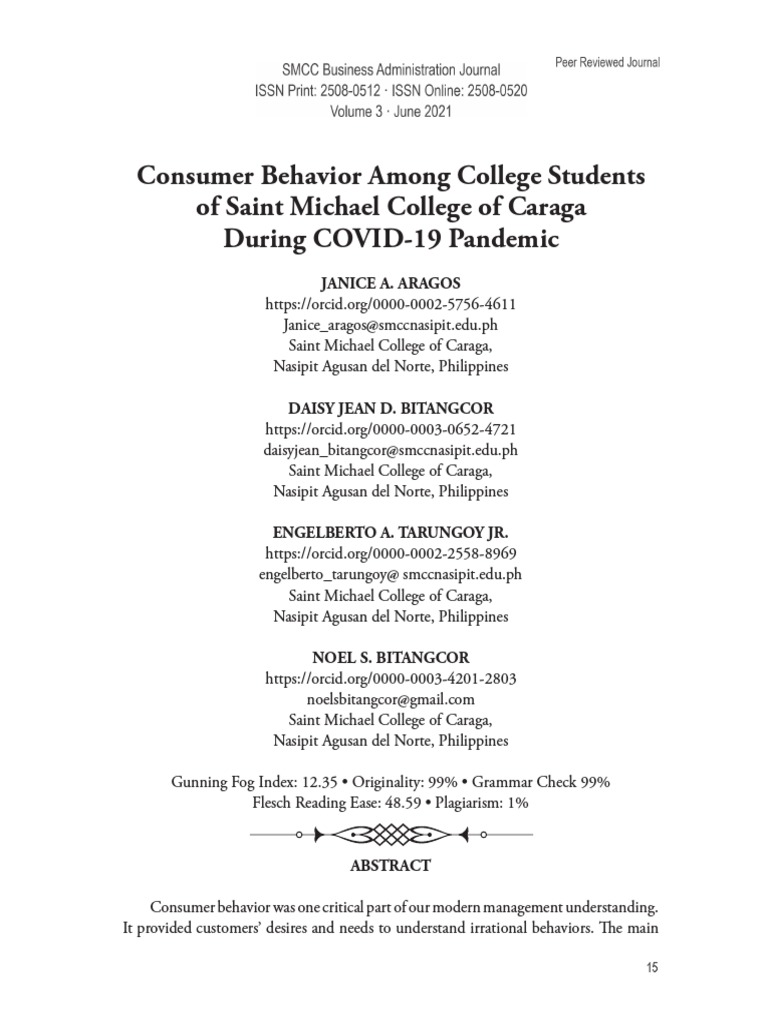 Examining Changes in Consumer Behavior Among Filipino College Students ...