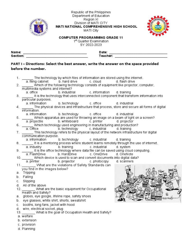2022-2023-1st-Quarter-Exam-Computer Programming Grade 11-1920 | PDF | Information | Internet
