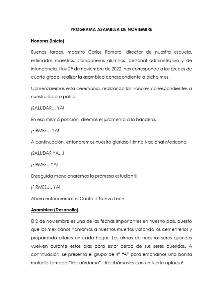 Programa de Asamblea | PDF | Correo | México