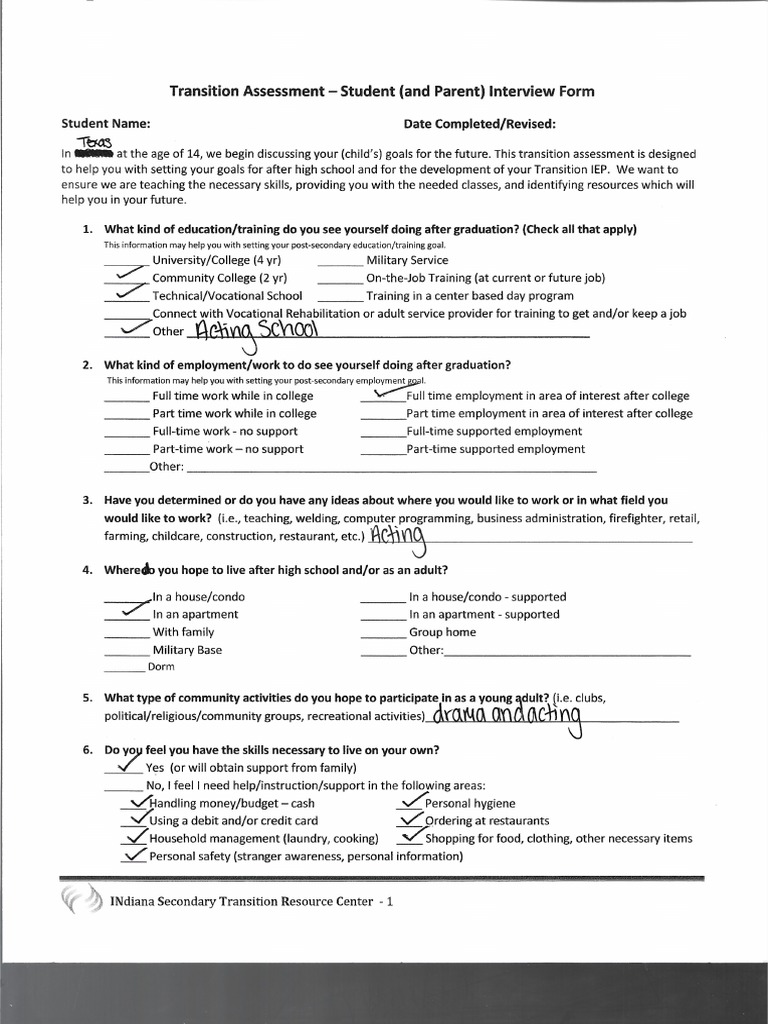 Transition Assessment | PDF