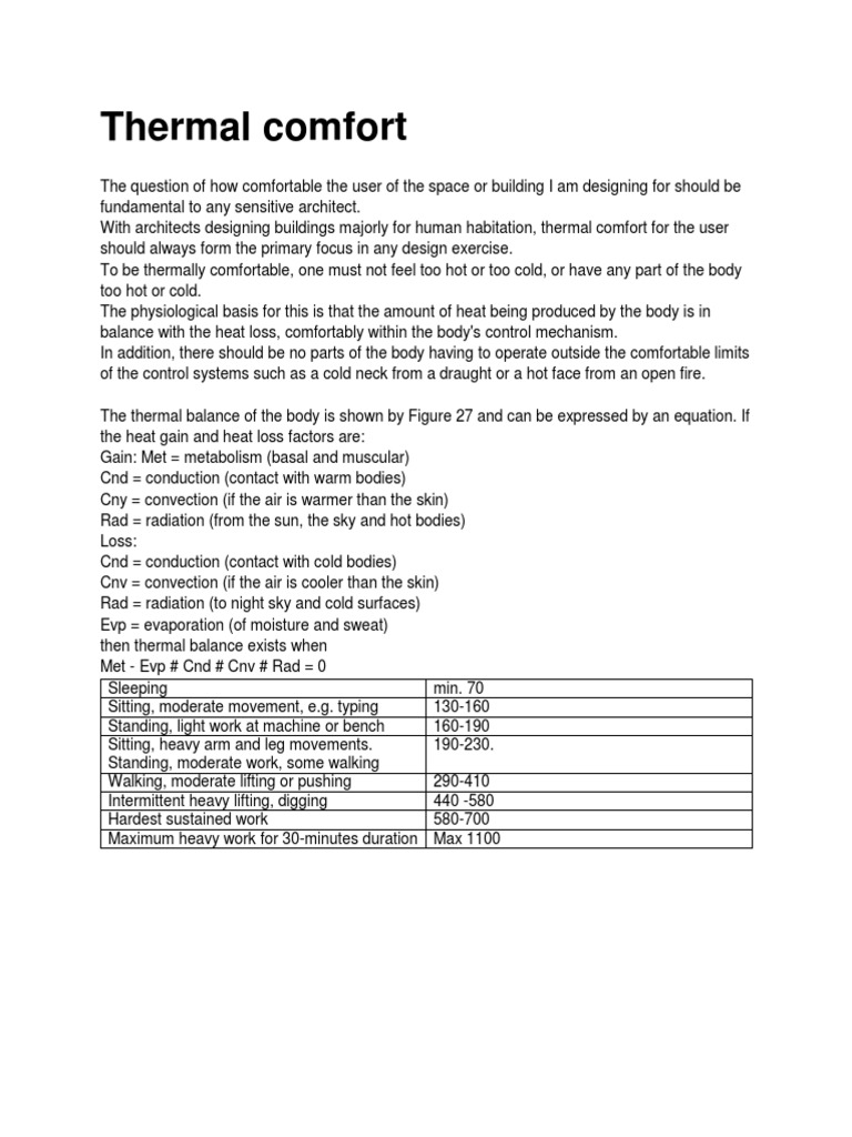 Thermal Comfort | PDF | Humidity | Heat Transfer