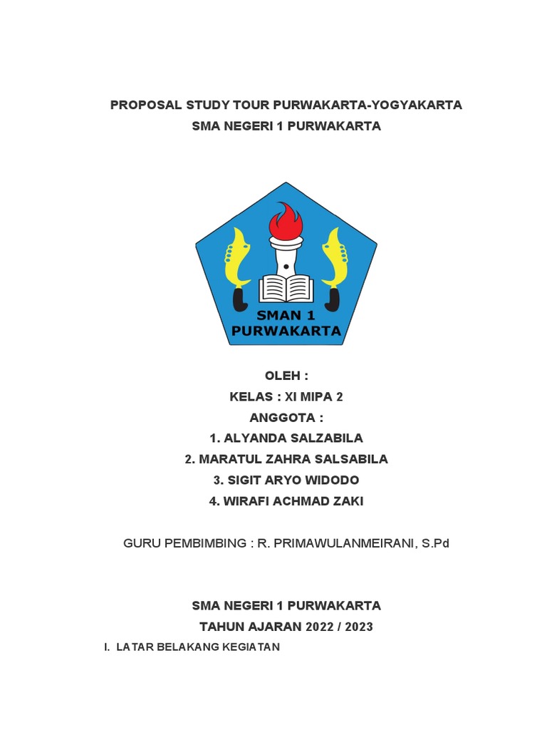 Proposal Study Tour SMA Purwakarta | PDF