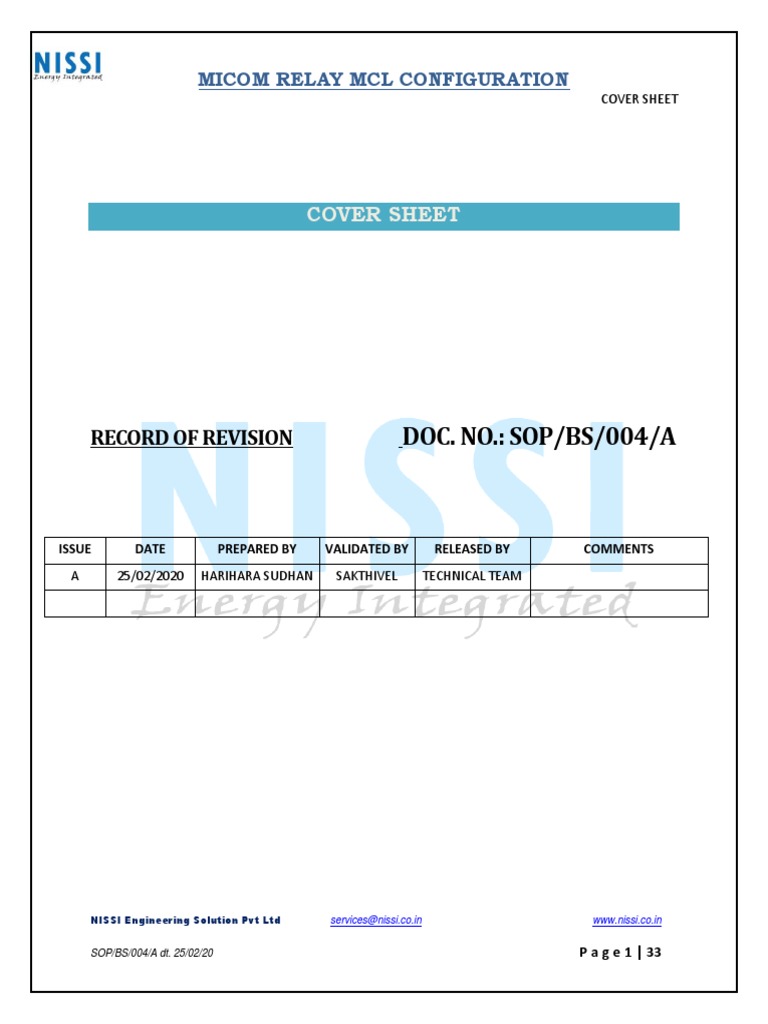SOPBS004A-Micom Relay Configuration Procedure-1 | PDF | Installation (Computer Programs ...