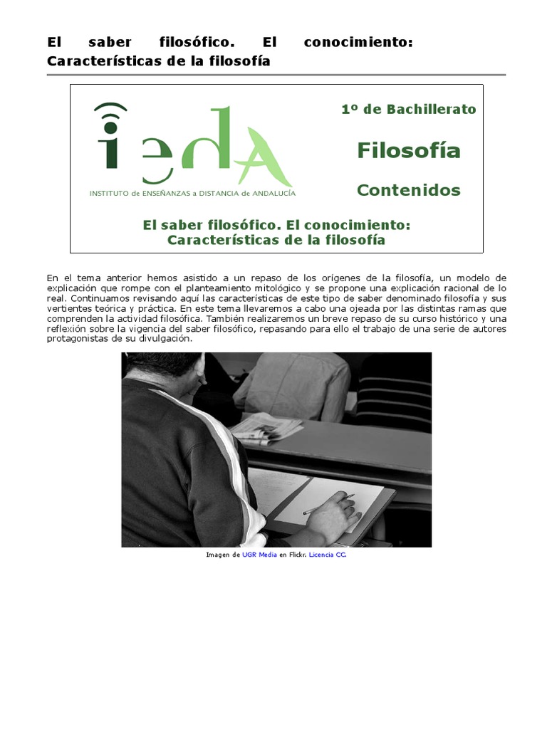 El Saber Filosofico. El Conocimiento Caracteristicas de La Filosofia | PDF | Conocimiento | Science