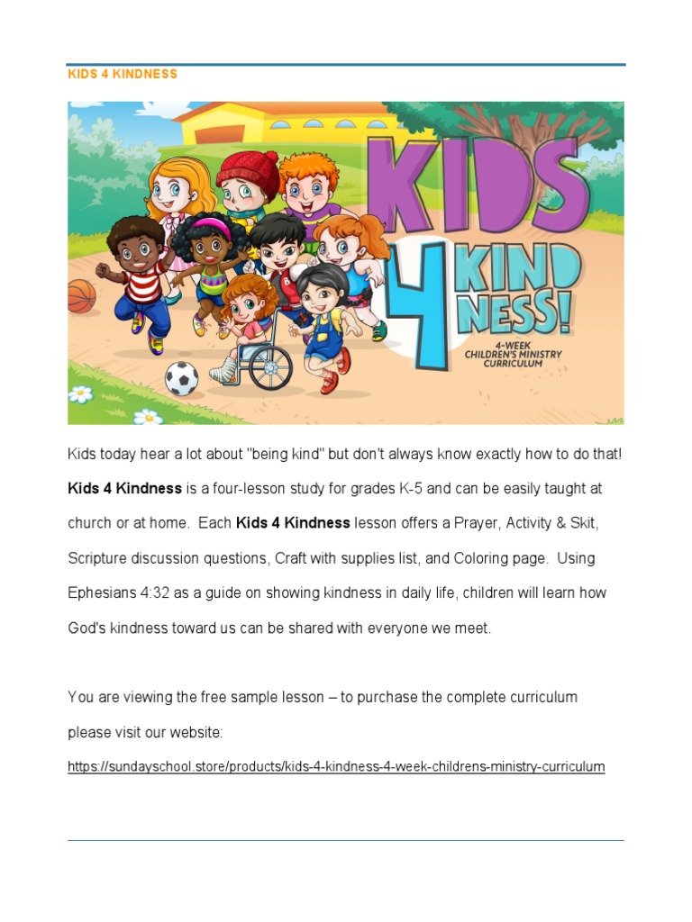 Kids 4 Kindness 4-Sample Lesson | PDF | Prayer | Bible