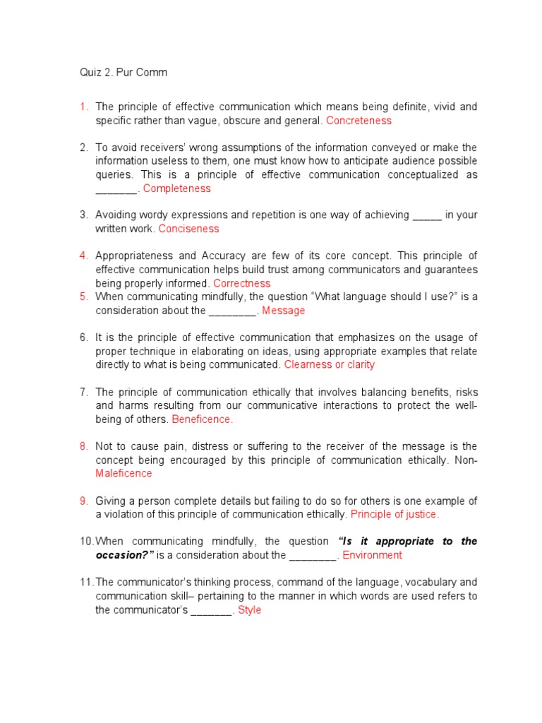 Quiz2 Purposive Keyanswer | PDF | Communication | Information