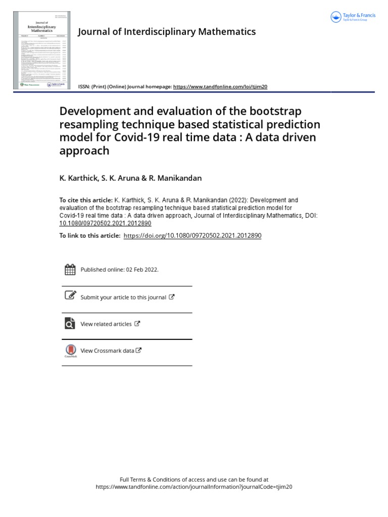 Development and Evaluation of The Bootstrap Resampling Technique Based Statistical Prediction ...