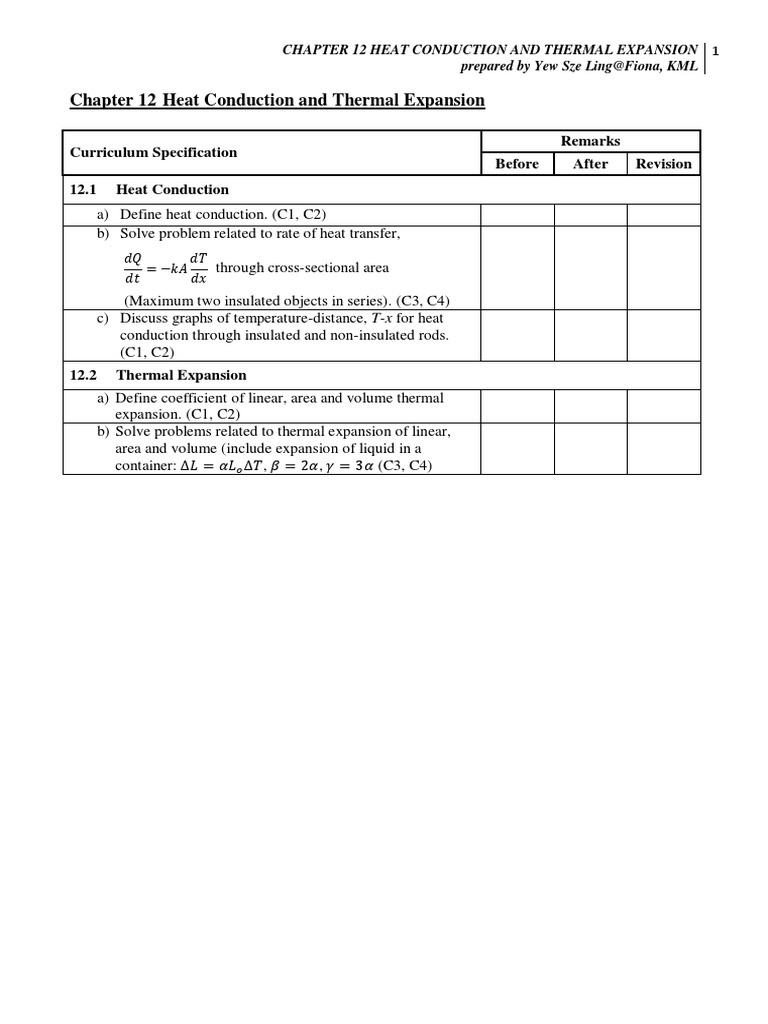 Tutorial 1 c12 | PDF | Thermal Expansion | Thermal Conduction