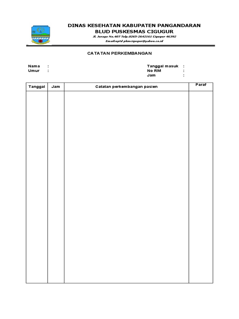 CATATAN PERKEMBANGAN PASIEN | PDF