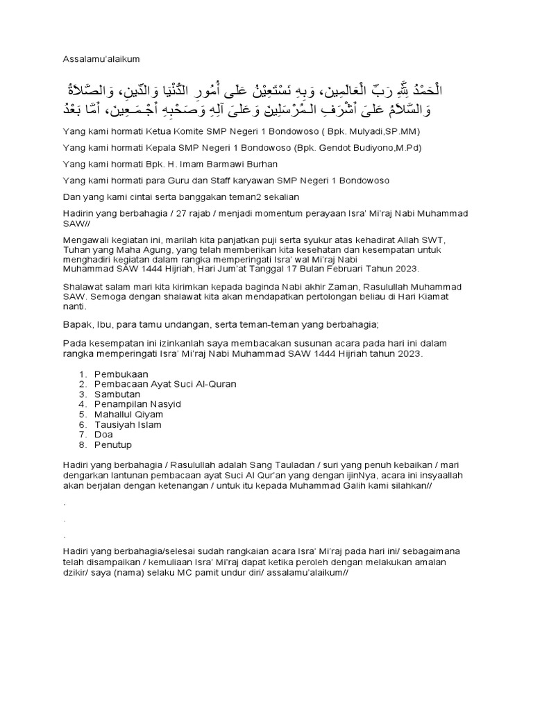 Teks MC Isra' Mi'raj | PDF