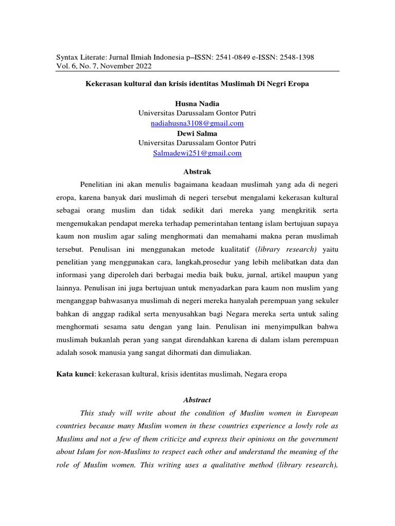 Kekerasan Kultural Muslimah Eropa | PDF | Ilmu Sosial