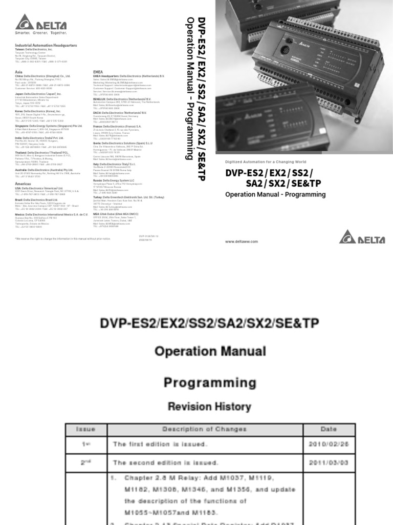 Delta Ia PLC DVP Es2 Ex2 Ss2 Sa2 Sx2 Se TP PM en 20220819 | PDF | Programmable Logic Controller ...