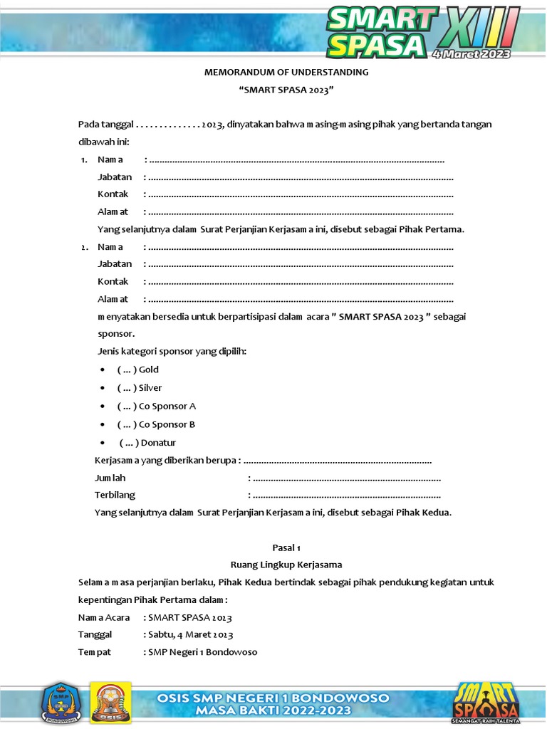 MOU Sponsorship | PDF