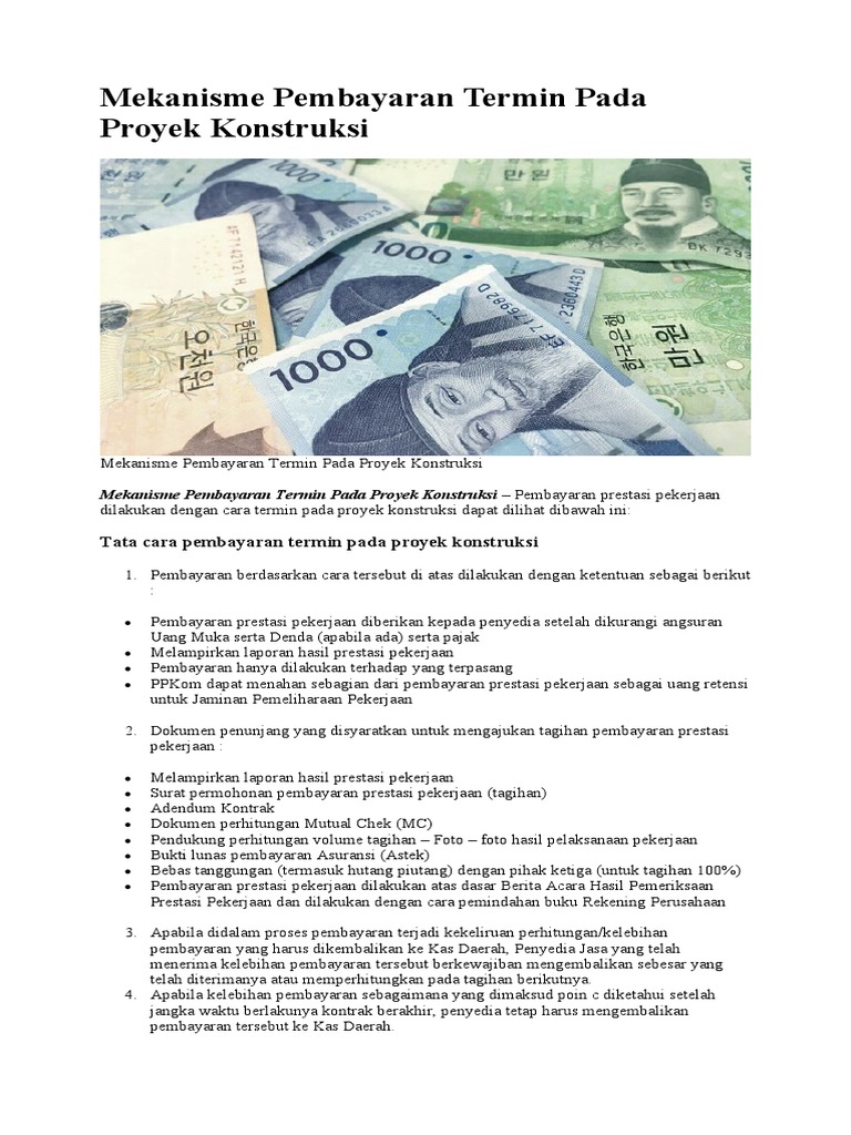 Mekanisme Pembayaran Termin Pada Proyek Konstruksi | PDF