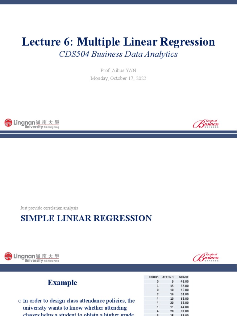 Lecture6 Linear Regressionv2 Pdf Regression Analysis Errors And Residuals