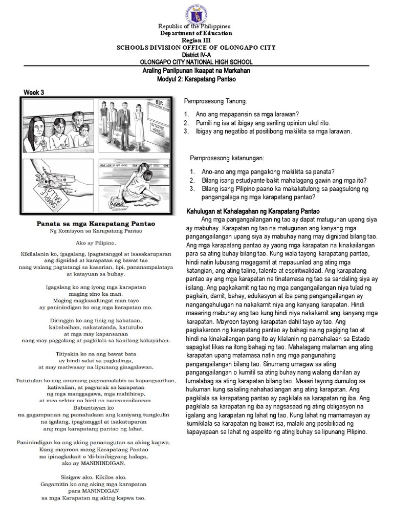 Araling Panlipunan Ikaapat Na Markahan - 3-4 Weeks | PDF