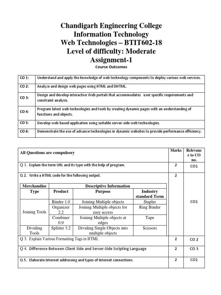 Wt Assignment 1 Pdf World Wide Web Internet And Web 