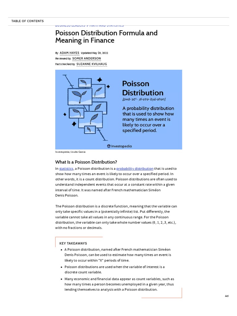 Poisson Distribution Formula and Meaning in Finance | PDF | Probability ...