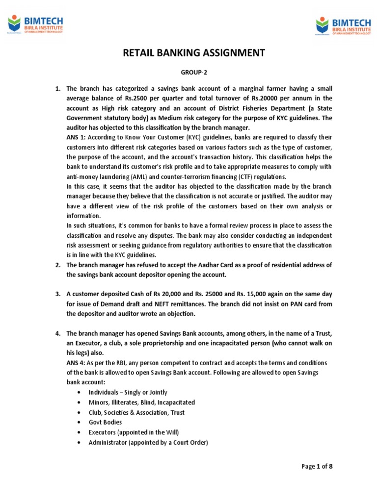 Retail Banking Assignment | PDF | Banks | Loans