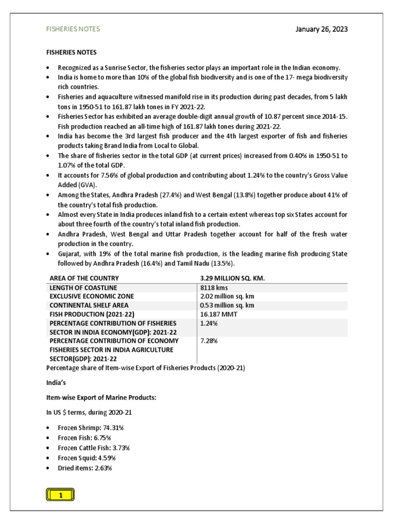 Fisheries Notes | PDF | Aquaculture | Earth Sciences