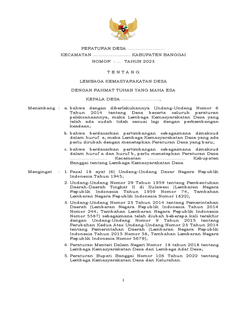 Contoh Perdes Lkd, Kesepakatan Bpd Dan Berita Acara Rapat | PDF