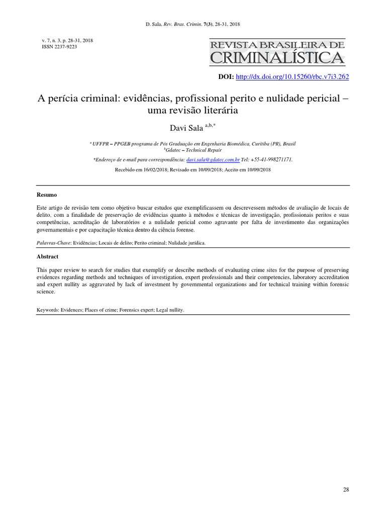 Perícia Criminal: Evidências e Nulidades | PDF | Testemunha ...