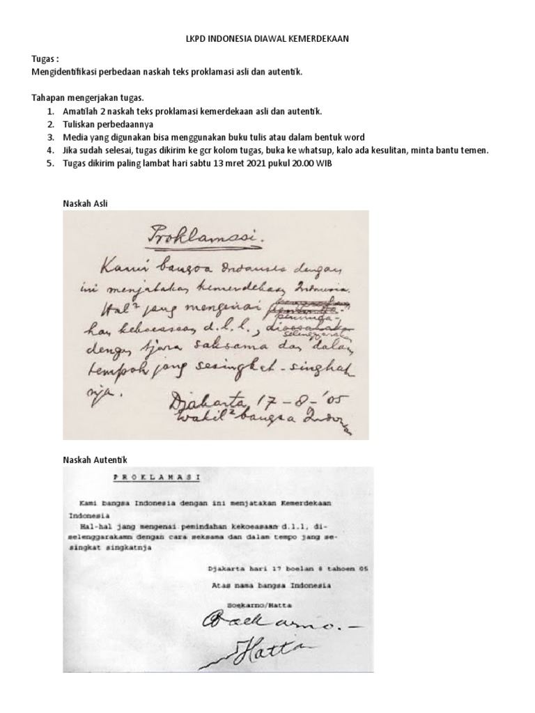 LKPD Menganalisis Teks Naskah Proklamasi | PDF