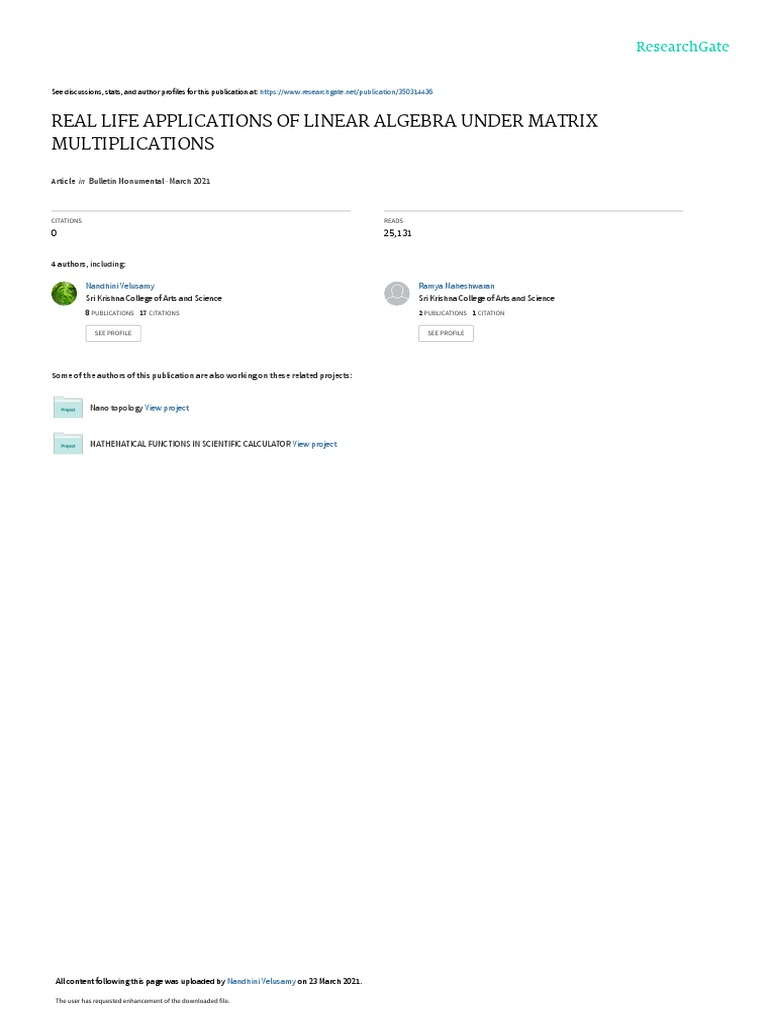 Linear Algebrain Matrix Multiplication | PDF | Linear Algebra | Matrix ...
