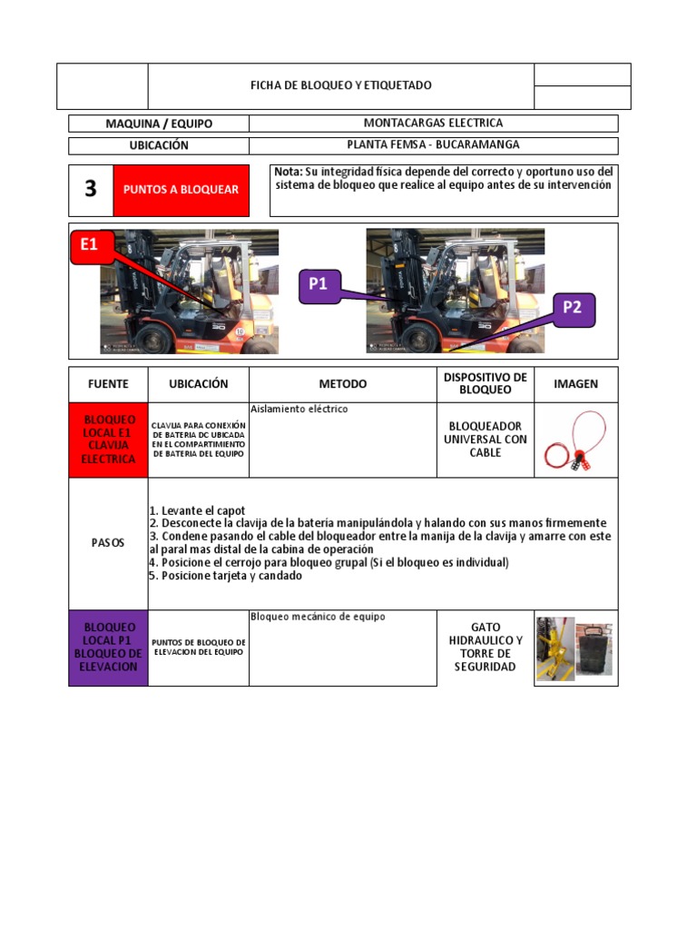 Ficha de Bloqueo y Etiquetado LOTO | PDF