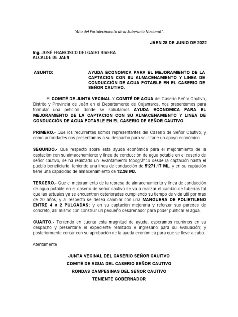 Carta de Oposicion | PDF