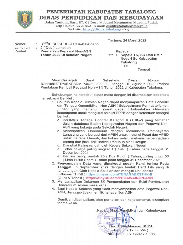 Pendataan Pegawai Non ASN | PDF