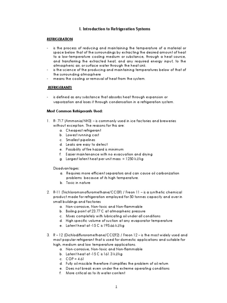 MODULE I Introduction To Refrigeration Systems | PDF | Refrigeration ...
