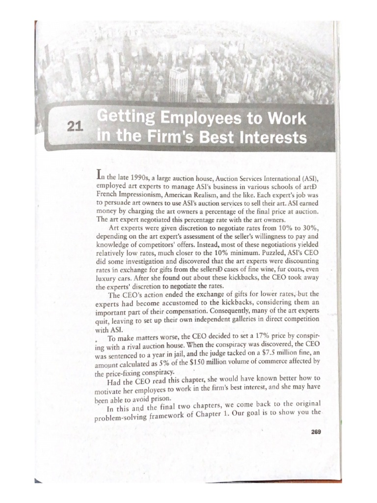 21 Getting Employees To Work in The Firms Best Interests | PDF