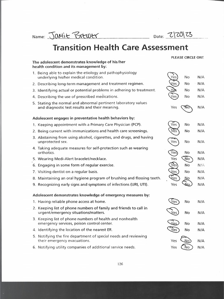 Transition Healthcare Assessment | PDF