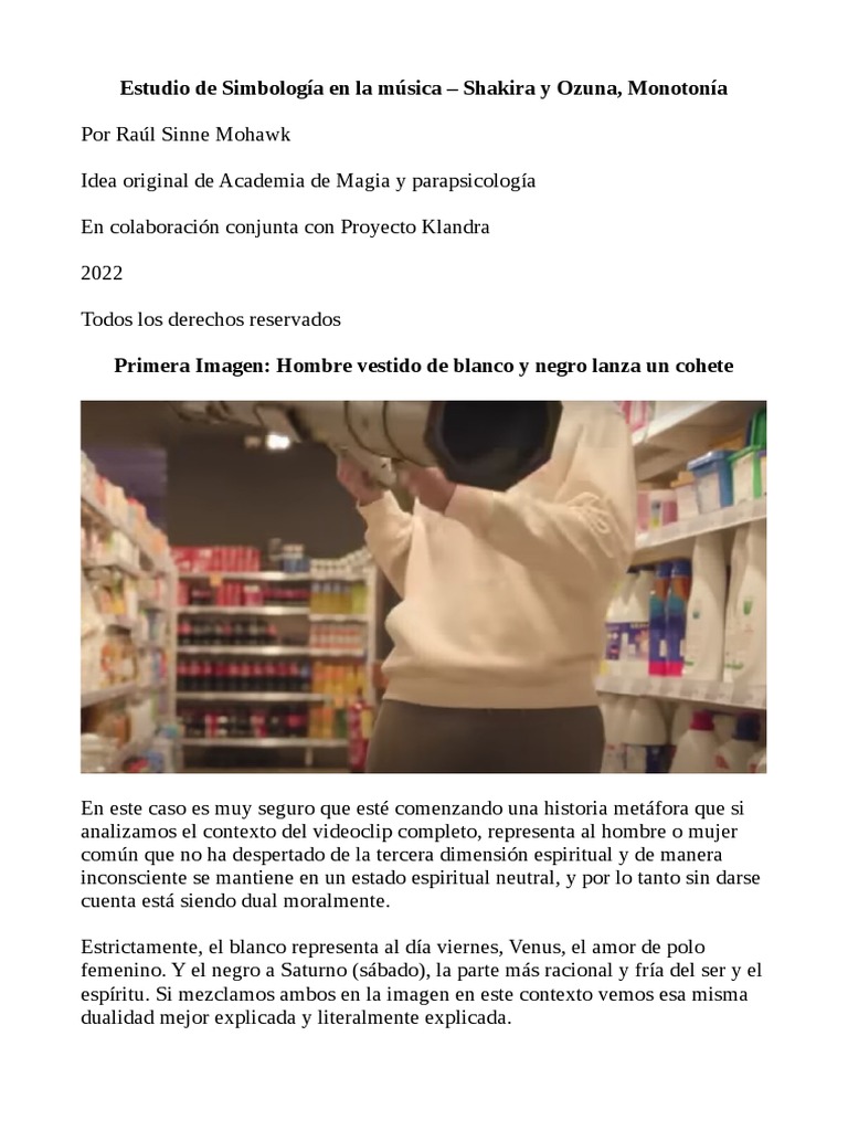 Simbología en "Monotonía" de Shakira y Ozuna | PDF | Amor