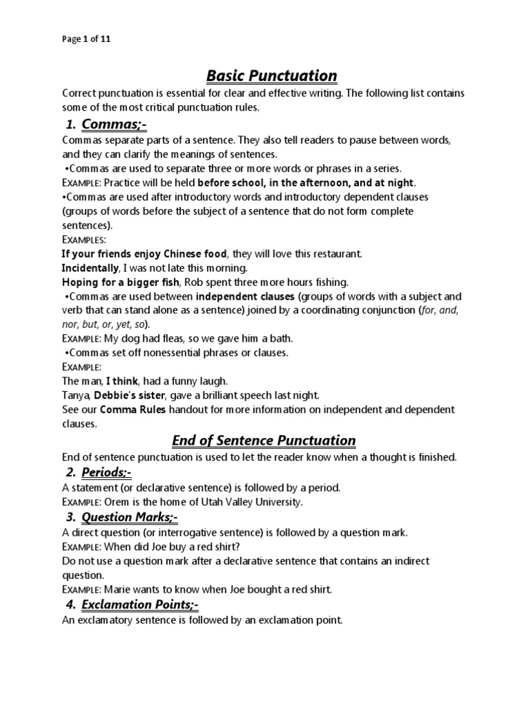 Punctuations Paraghraph and Summary Writing | PDF | Subject (Grammar ...