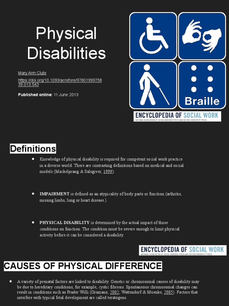 Physical Disabilities 1 | PDF | Disability | Genetic Disorder