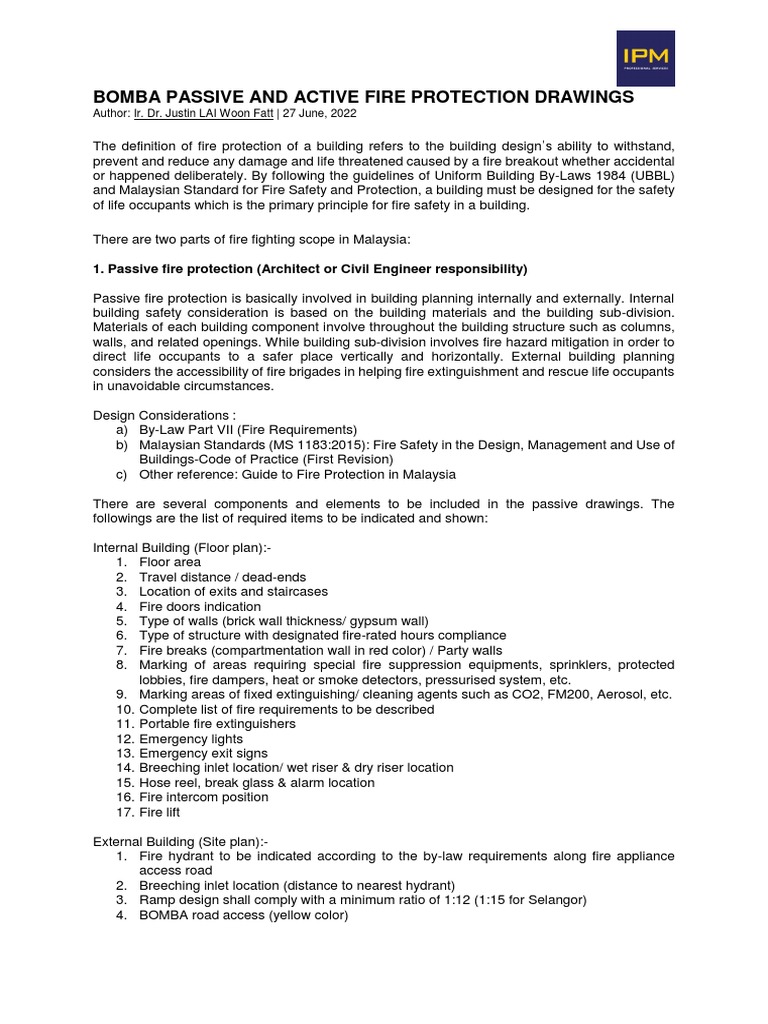 BOMBA Passive and Active Fire Protection Drawings | PDF | Fire ...