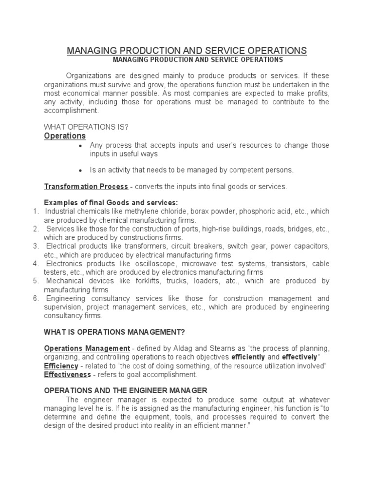 Operations Management Guide | PDF | Inventory | Economies Of Scale