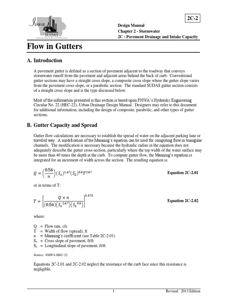 Flow in Gutters | PDF | Road Surface | Civil Engineering