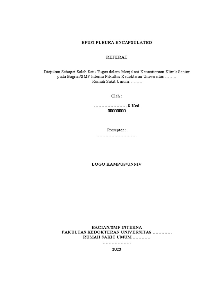 Referat - Gambaran Radiologi Efusi Pleura Encapsulated | PDF