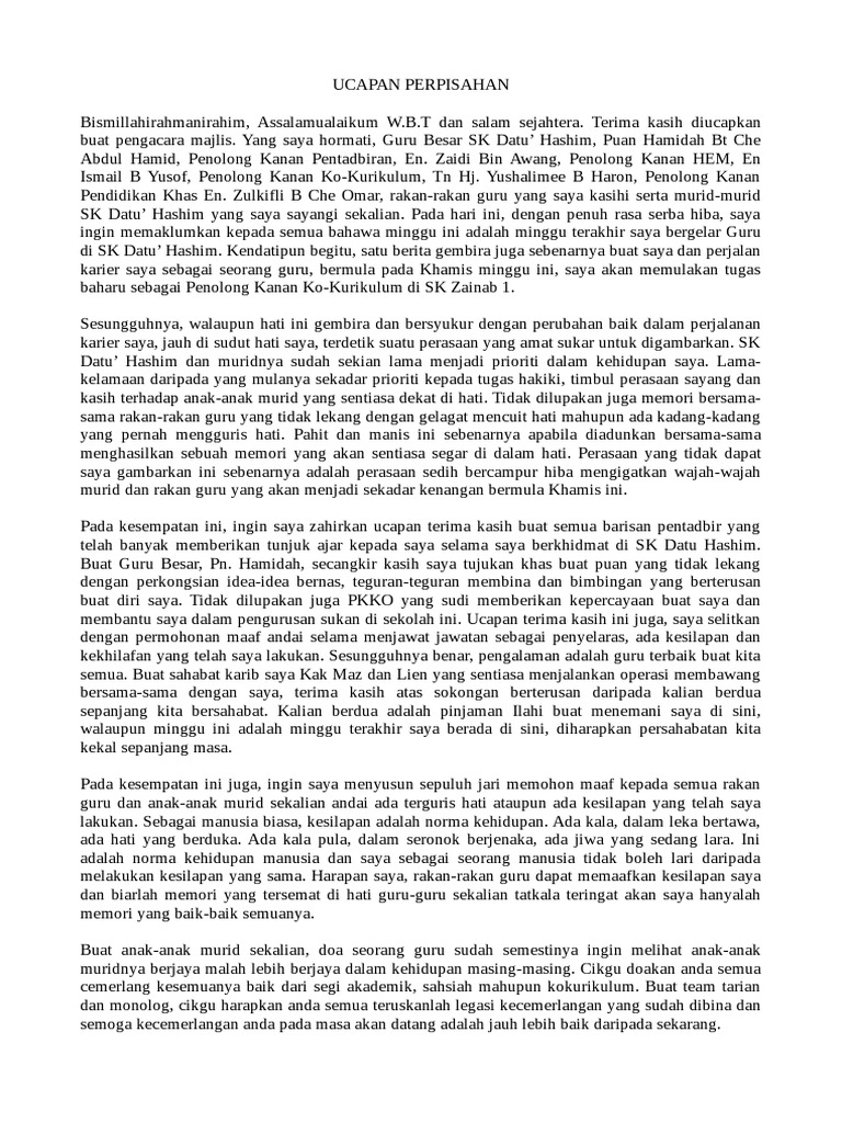 UCAPAN PERPISAHAN | PDF