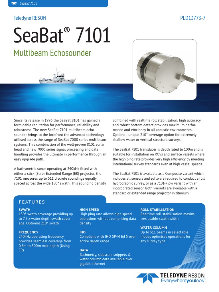 Teledyne Reson Seabat 7101 Multibeam Echo Sounder | PDF | Applied And ...